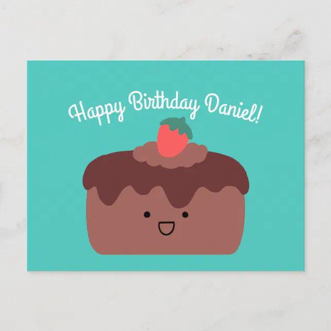 Chocolate Cake | Happy Birthday Greeting Postcard | Zazzle