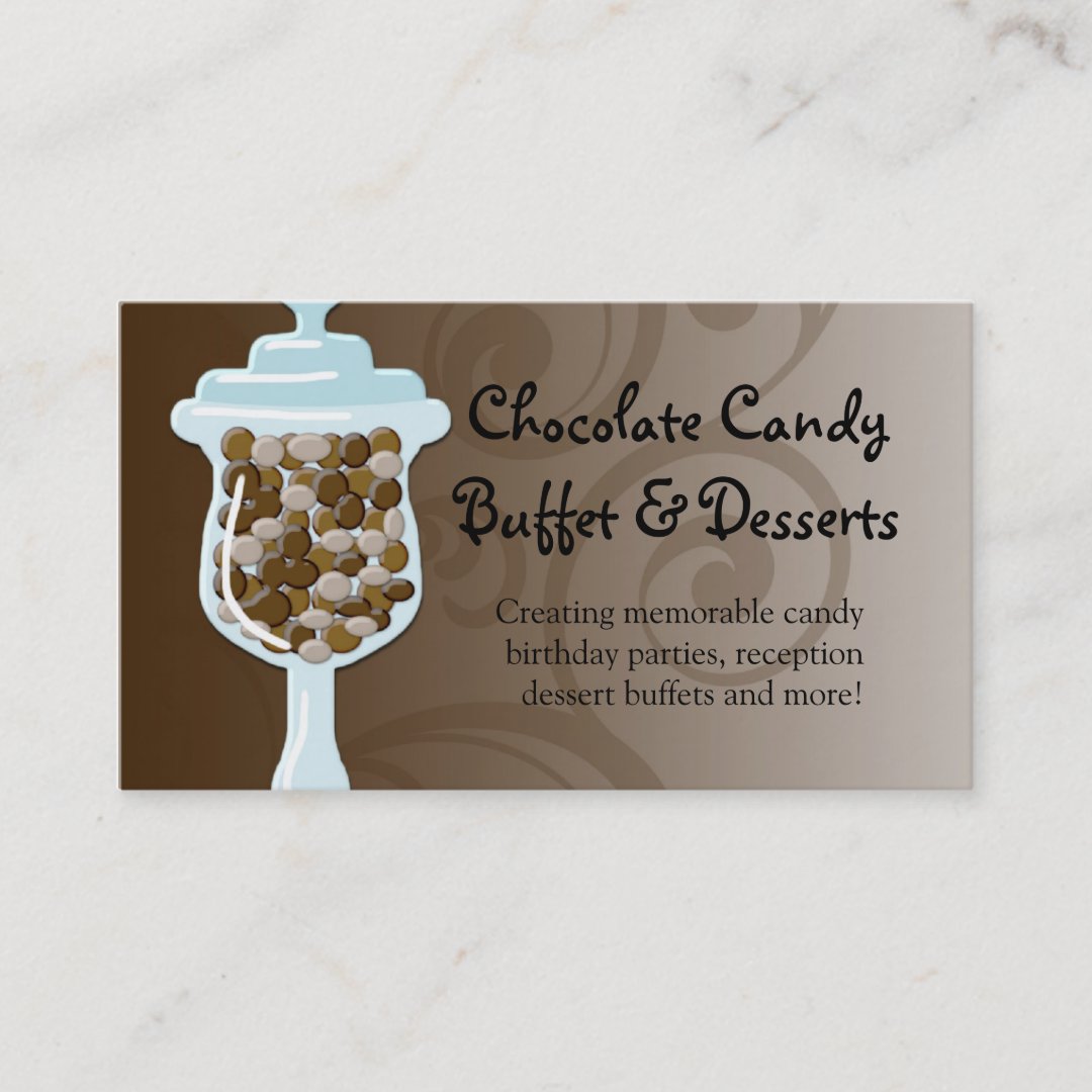 Chocolate Candy Buffet Bar, Urn of Sweets Business Card | Zazzle