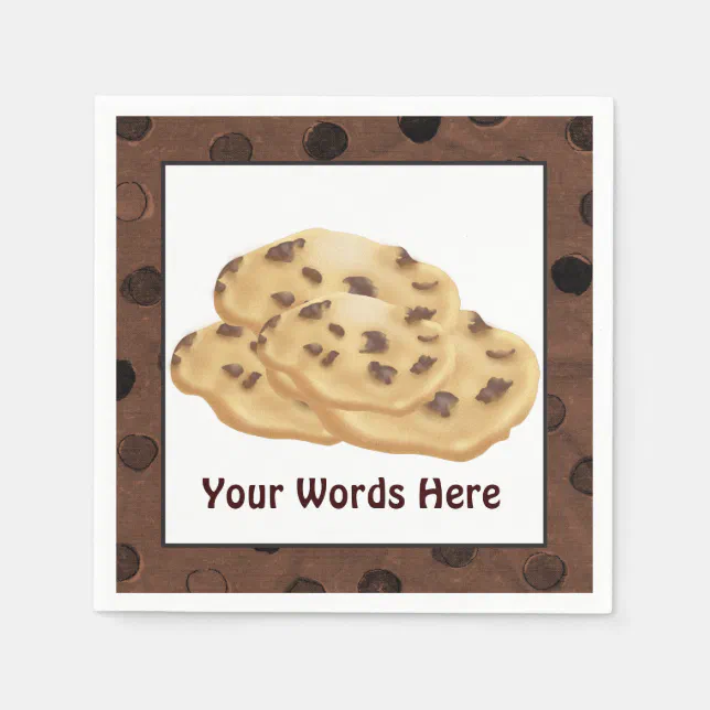 Chocolate Chip Cookie add words paper napkins | Zazzle