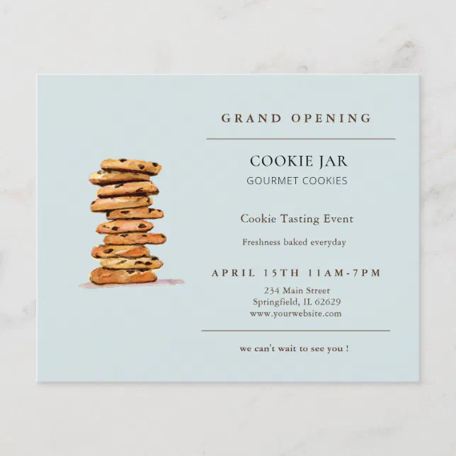 Chocolate chip cookie Bakery Grand Opening Flyer | Zazzle