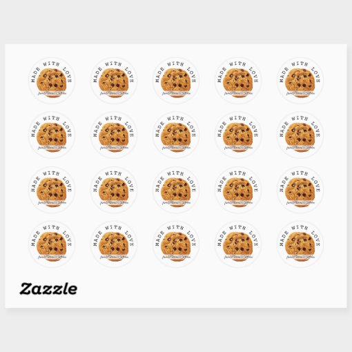 Chocolate Chip Cookie Made With love Classic Round Sticker | Zazzle