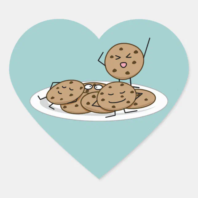 Chocolate Chip Cookies baked plate dessert Heart Sticker | Zazzle
