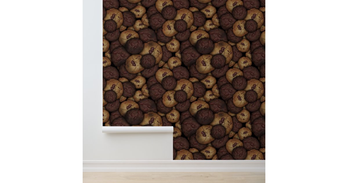 Chocolate Chip Cookies Pattern Wallpaper | Zazzle