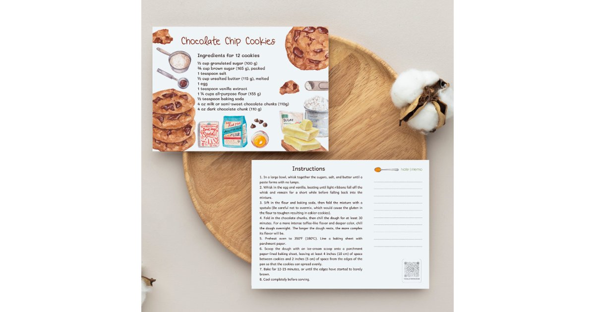 Chocolate Chip Cookies Recipe Card | Zazzle
