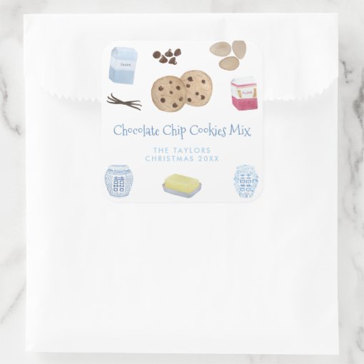 Chocolate Chip Cookies Recipe Mix DIY Gift Square Sticker | Zazzle