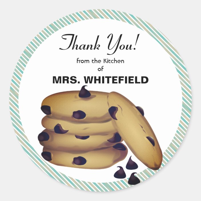 Chocolate Chip Cookies Thank You Canning Gift Classic Round Sticker ...