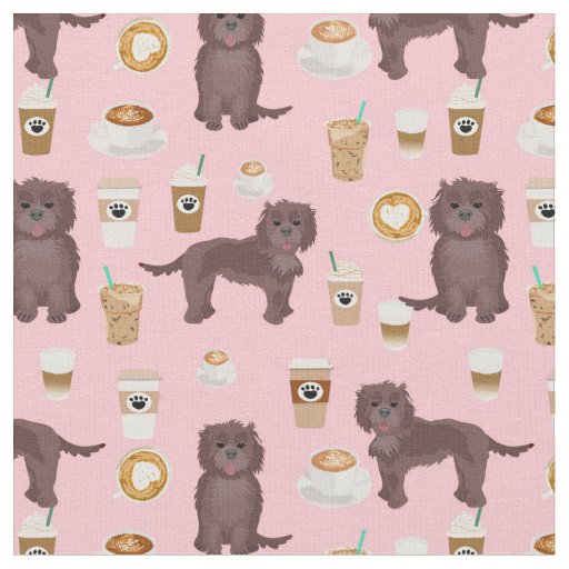 Chocolate cockapoo dog pink coffees fabric | Zazzle