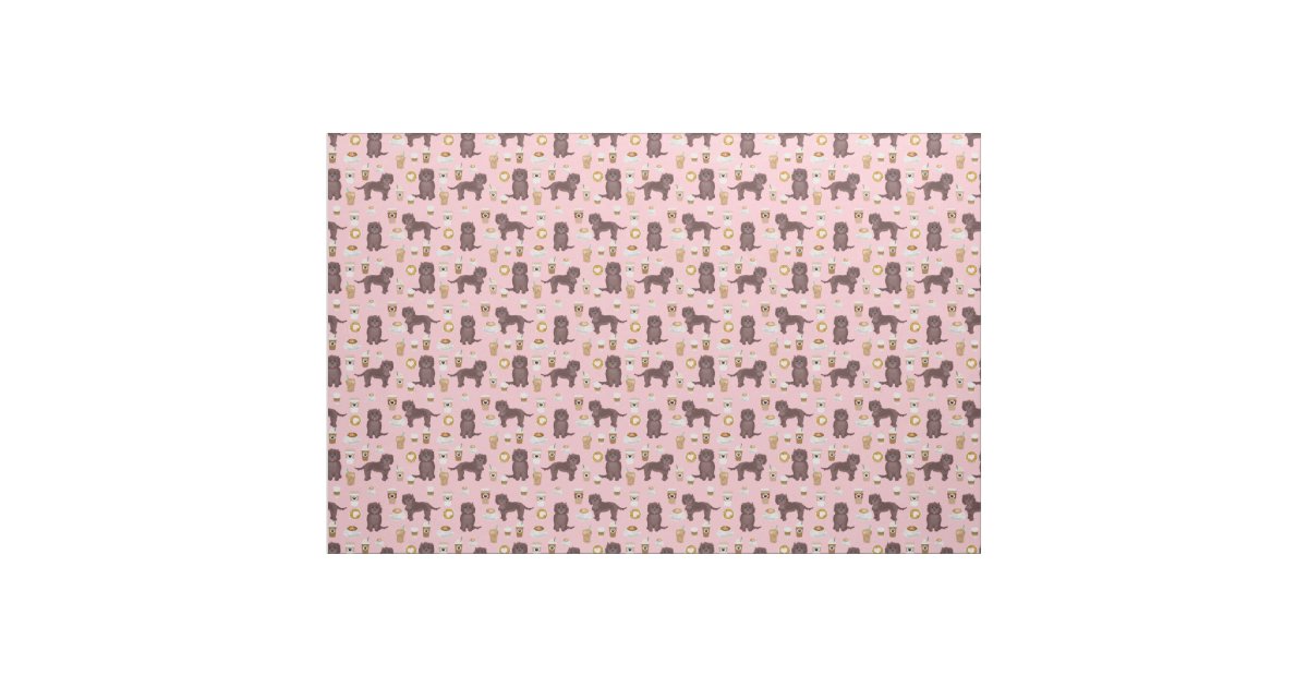 Chocolate cockapoo dog pink coffees fabric | Zazzle