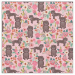 cockapoo dog vintage florals pink fabric | Zazzle