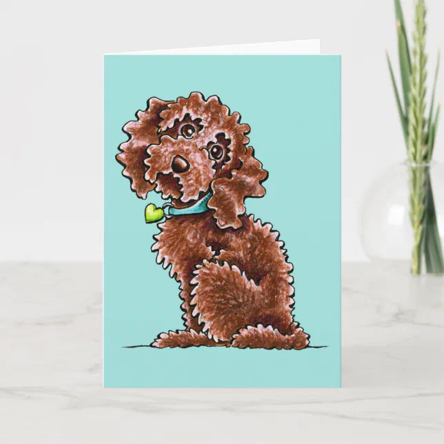 Chocolate Cockapoo Heart Collar Card | Zazzle