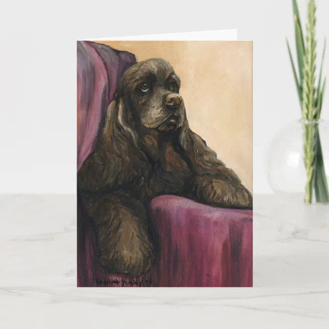 "Chocolate Cocker Spaniel" Art Greeting Card | Zazzle