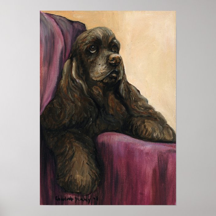 "Chocolate Cocker Spaniel" Art Reproduction Print | Zazzle.com