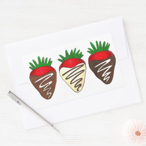 Chocolate Covered Strawberries Valentine's Day Rectangular Sticker | Zazzle