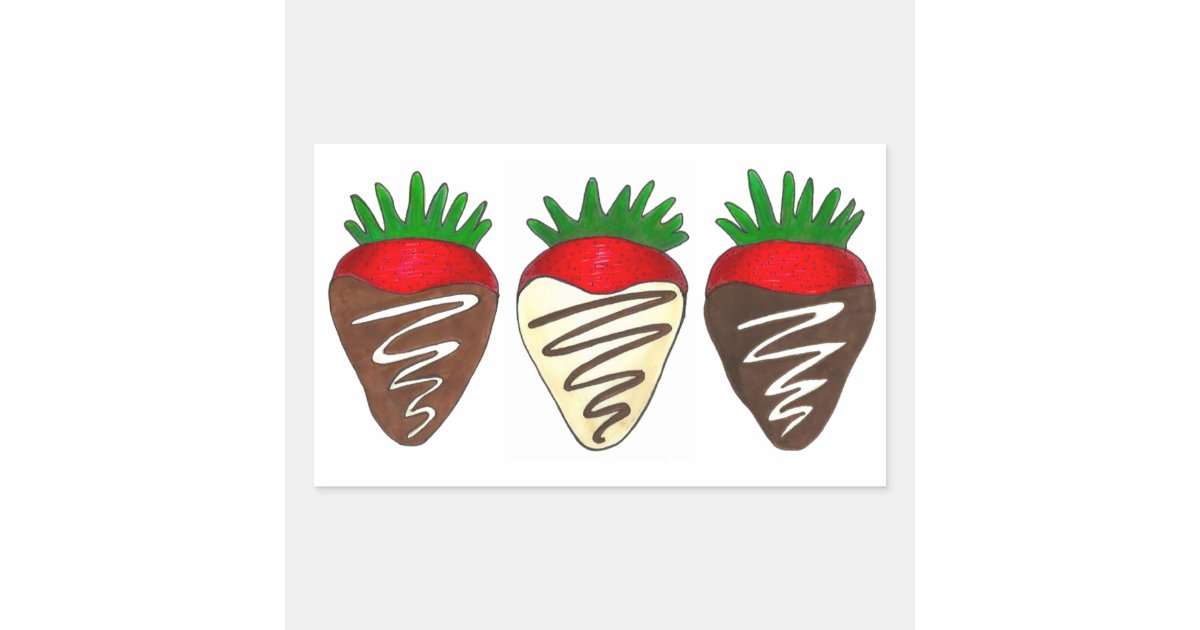 Chocolate Covered Strawberries Valentine's Day Rectangular Sticker | Zazzle