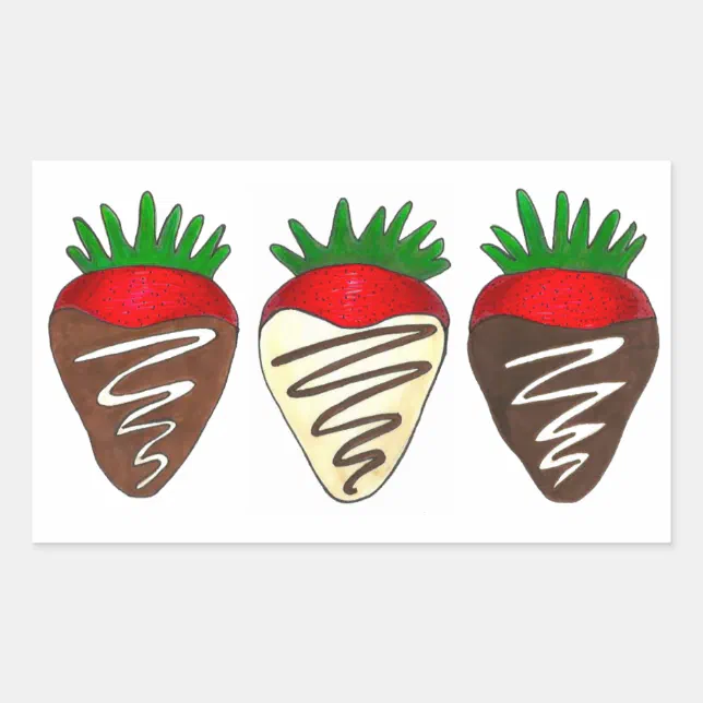 Chocolate Covered Strawberries Valentine's Day Rectangular Sticker | Zazzle