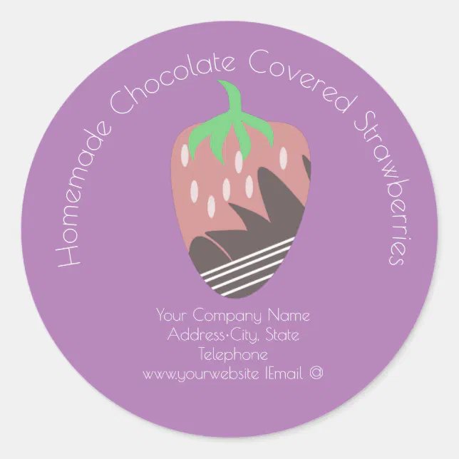 Chocolate Covered Strawberry Business Logo Label | Zazzle
