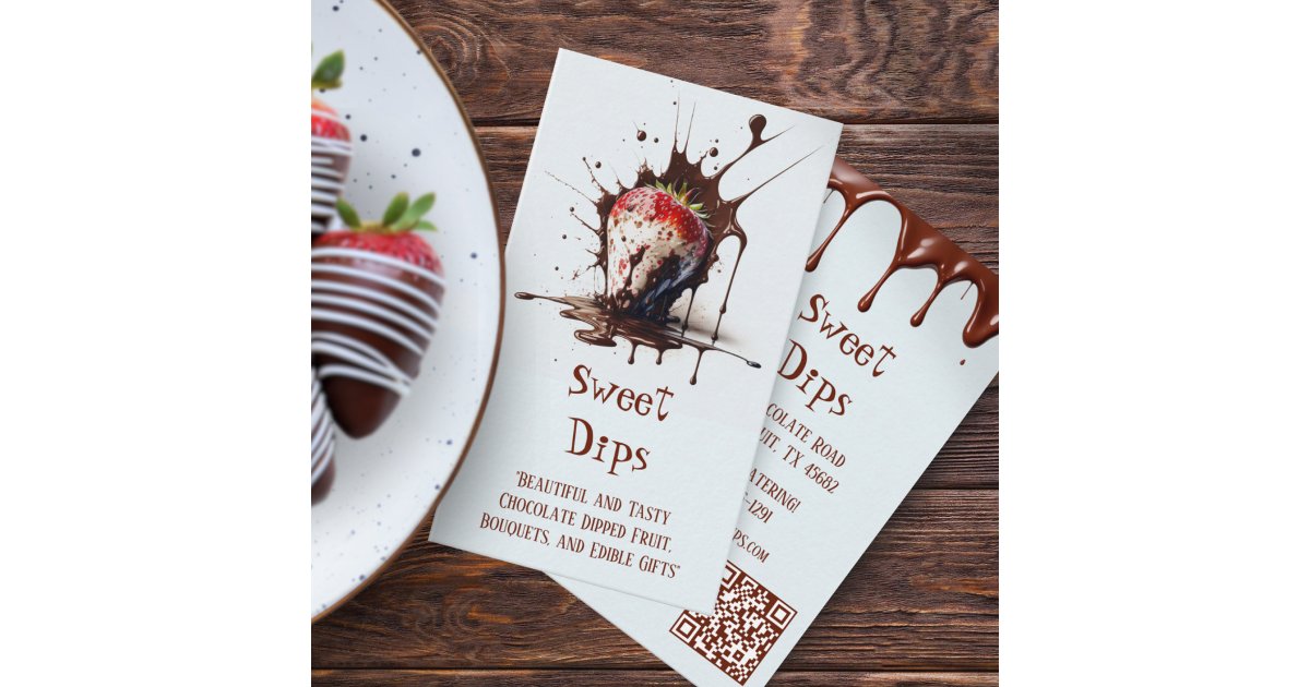 Chocolate Covered Strawberry Drips Business Card | Zazzle