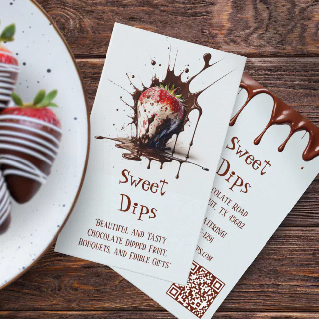 Chocolate Covered Strawberry Drips Business Card | Zazzle