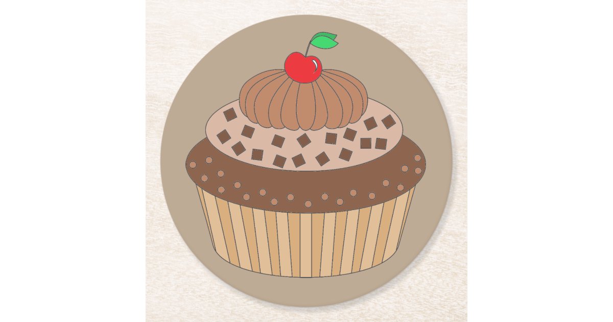 Chocolate Cupcake Round Paper Coaster | Zazzle