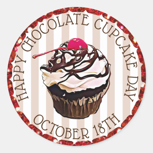 Chocolate Cupcake with Cherry Stickers | Zazzle