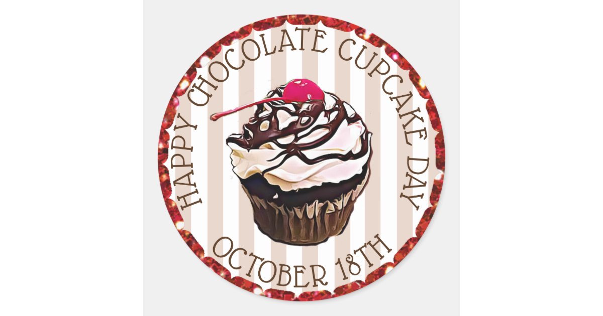 Chocolate Cupcake with Cherry Stickers | Zazzle