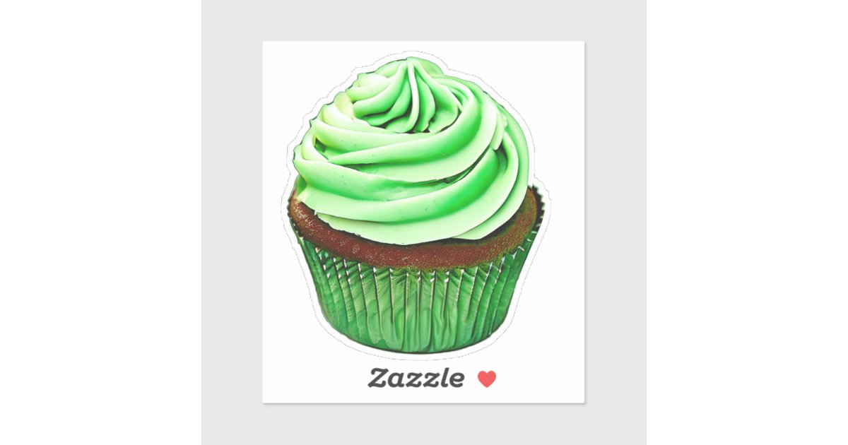 Chocolate Cupcake with Mint Frosting Sticker | Zazzle