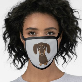 Chocolate Dachshund | Cute Cartoon Wiener Dog Face Mask | Zazzle