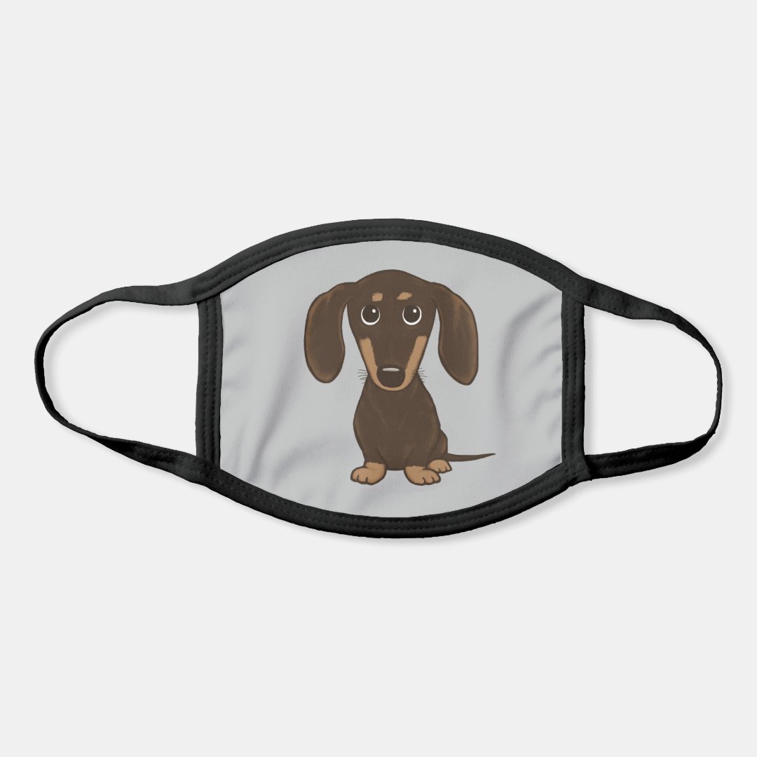 Chocolate Dachshund | Cute Cartoon Wiener Dog Face Mask | Zazzle