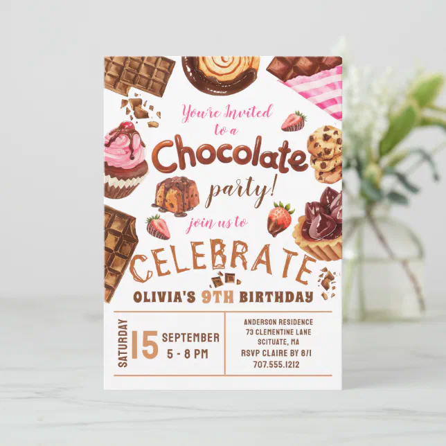 Chocolate Desserts Birthday Party Invitation | Zazzle