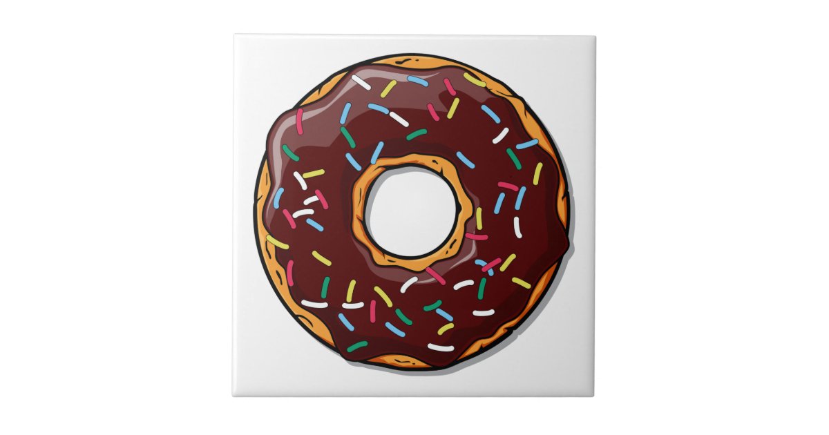 Chocolate Donut with Sprinkles Tile | Zazzle