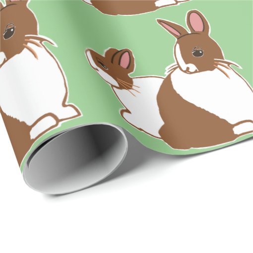 Chocolate Dutch Rabbits Green Wrapping Paper | Zazzle