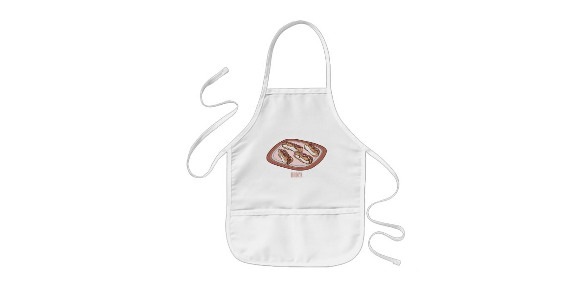 Chocolate eclair cartoon illustration kids' apron | Zazzle