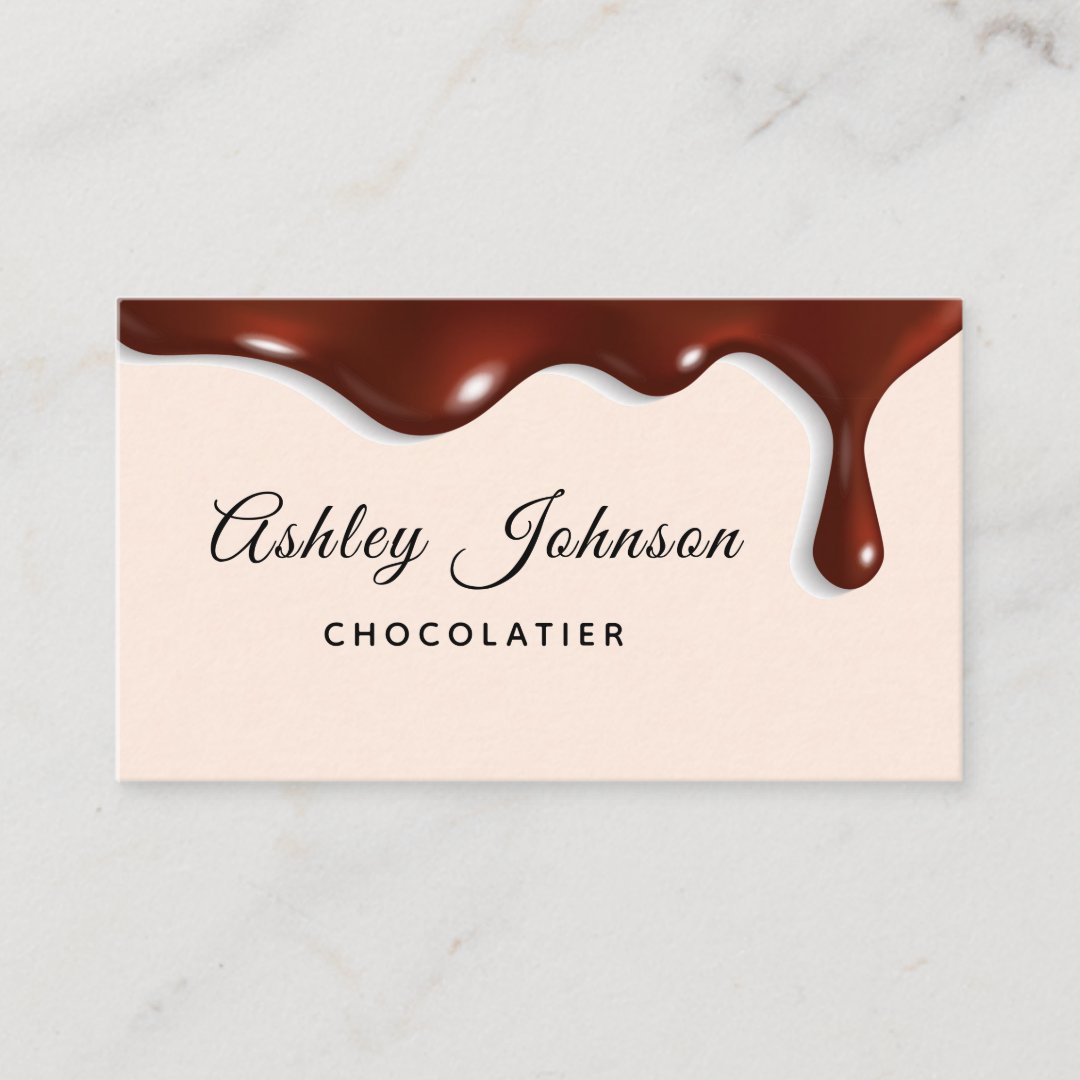 Chocolate Frosting Chocolatier Elegant Dessert Business Card | Zazzle