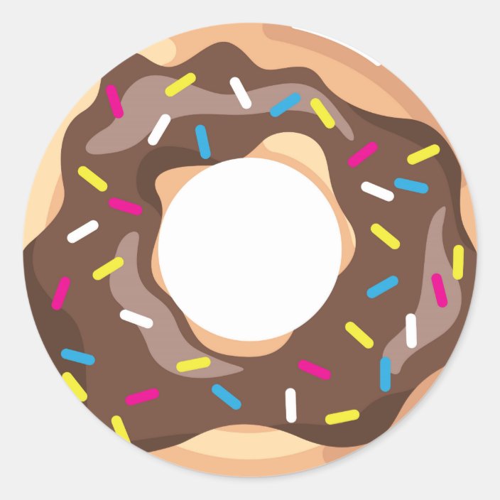 Chocolate Glazed Donut Classic Round Sticker | Zazzle.com