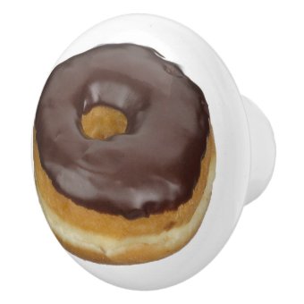 Chocolate Glazed Donut Doughnut Photo Ceramic Knob | Zazzle
