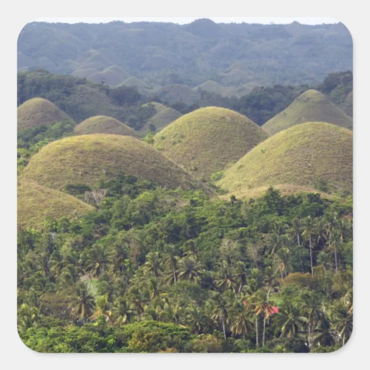 Chocolate Hills Bohol Island Philippines Square Sticker | Zazzle