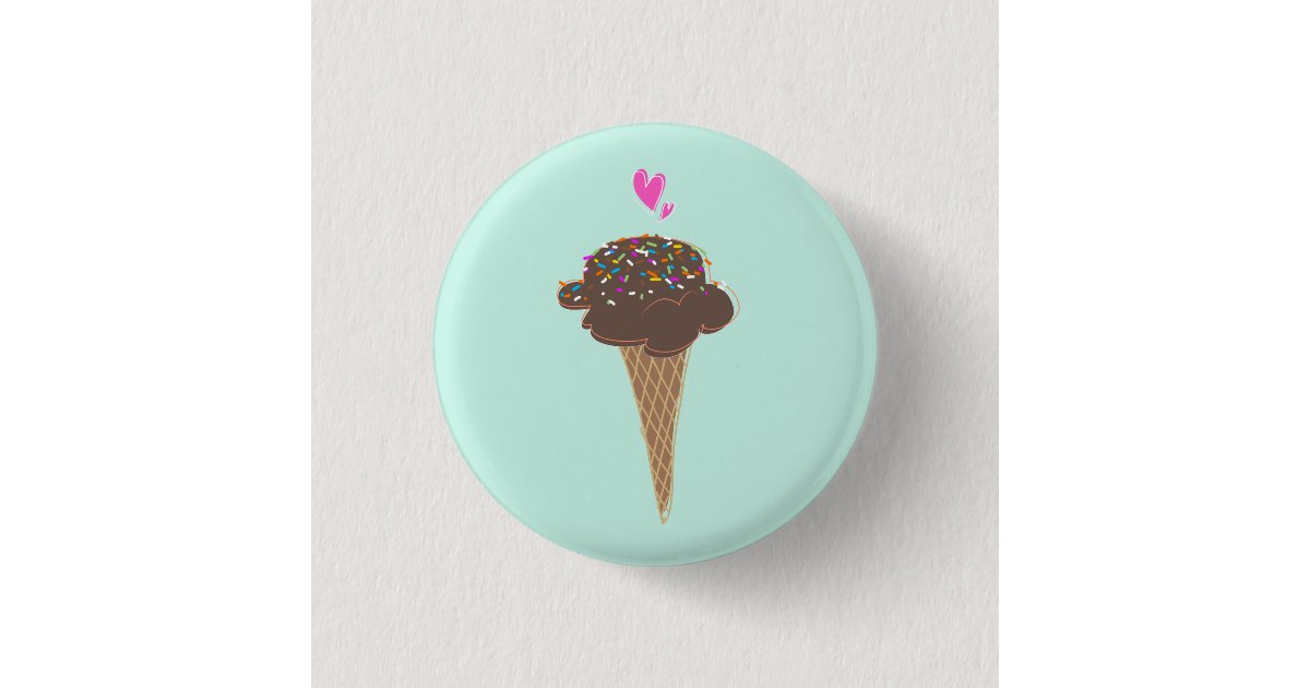 Chocolate Ice Cream Cone Button | Zazzle