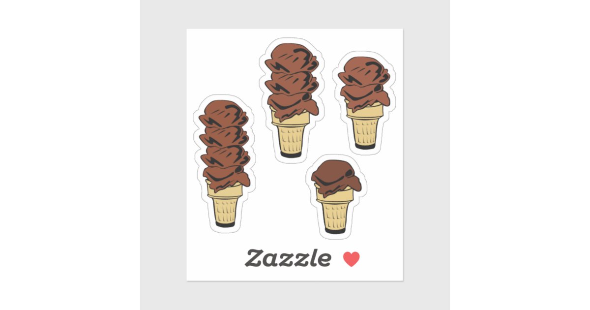 Chocolate Ice Cream Cones Sticker | Zazzle