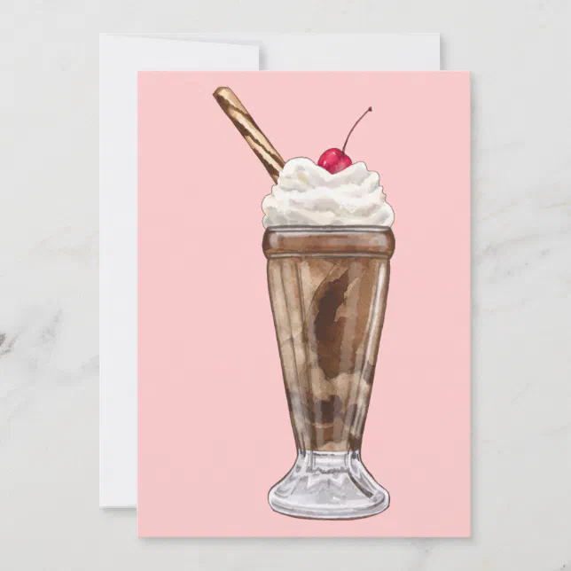 Chocolate Ice Cream Milkshake Invitation | Zazzle