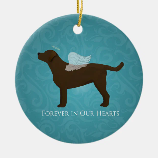 Chocolate Lab Angel Pet Memorial Design Ceramic Ornament | Zazzle