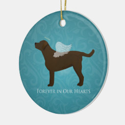 Chocolate Lab Angel Pet Memorial Design Ceramic Ornament | Zazzle