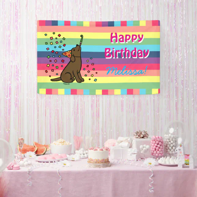 Chocolate Lab Birthday Party Confetti Horizontal Banner | Zazzle