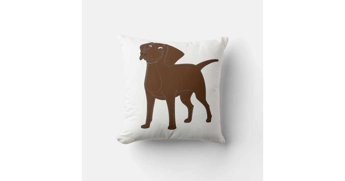 chocolate lab cartoon full 3 throw pillow | Zazzle