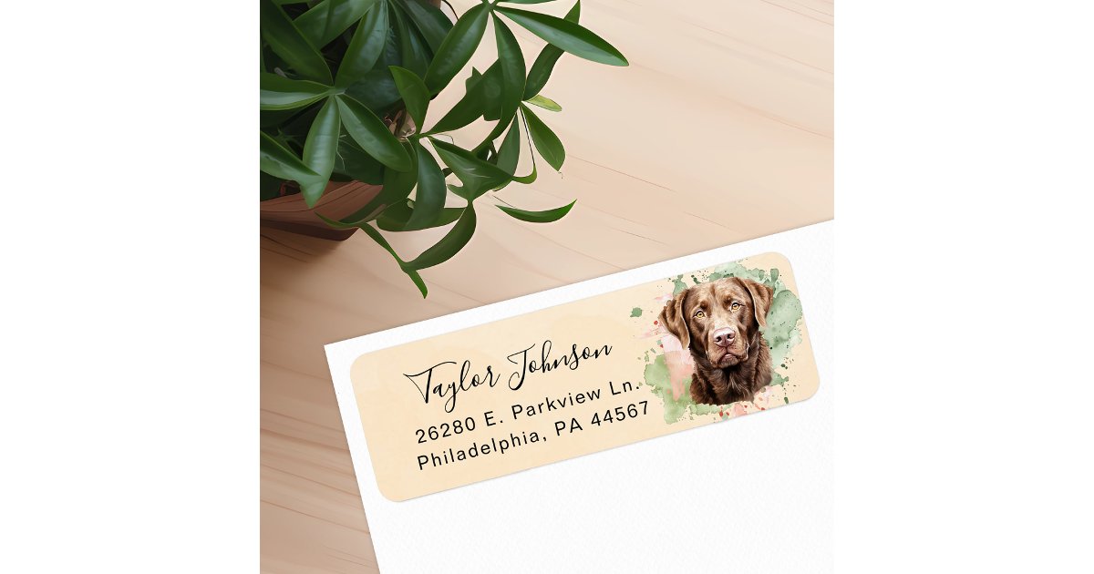Chocolate Lab Dog Return Address Label | Zazzle