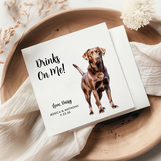 Chocolate Lab Dog Wedding Napkins | Zazzle
