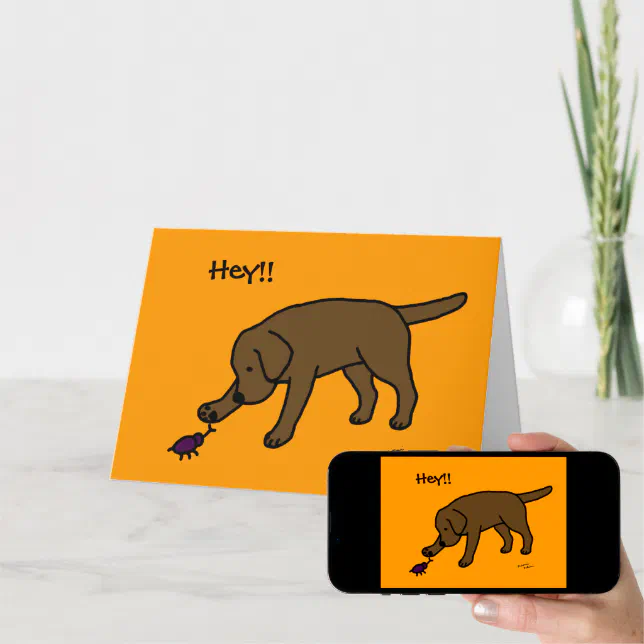 Chocolate Lab Friendly Cartoon Labrador Card | Zazzle