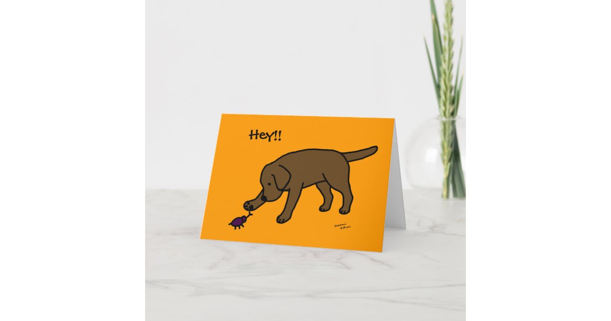 Chocolate Lab Friendly Cartoon Labrador Card | Zazzle