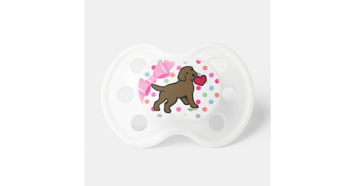 Chocolate Lab Puppy and Red Heart Pacifier | Zazzle
