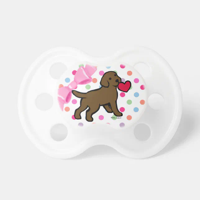 Chocolate Lab Puppy and Red Heart Pacifier | Zazzle