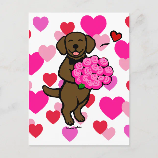Chocolate Lab Puppy Valentine's Day card | Zazzle